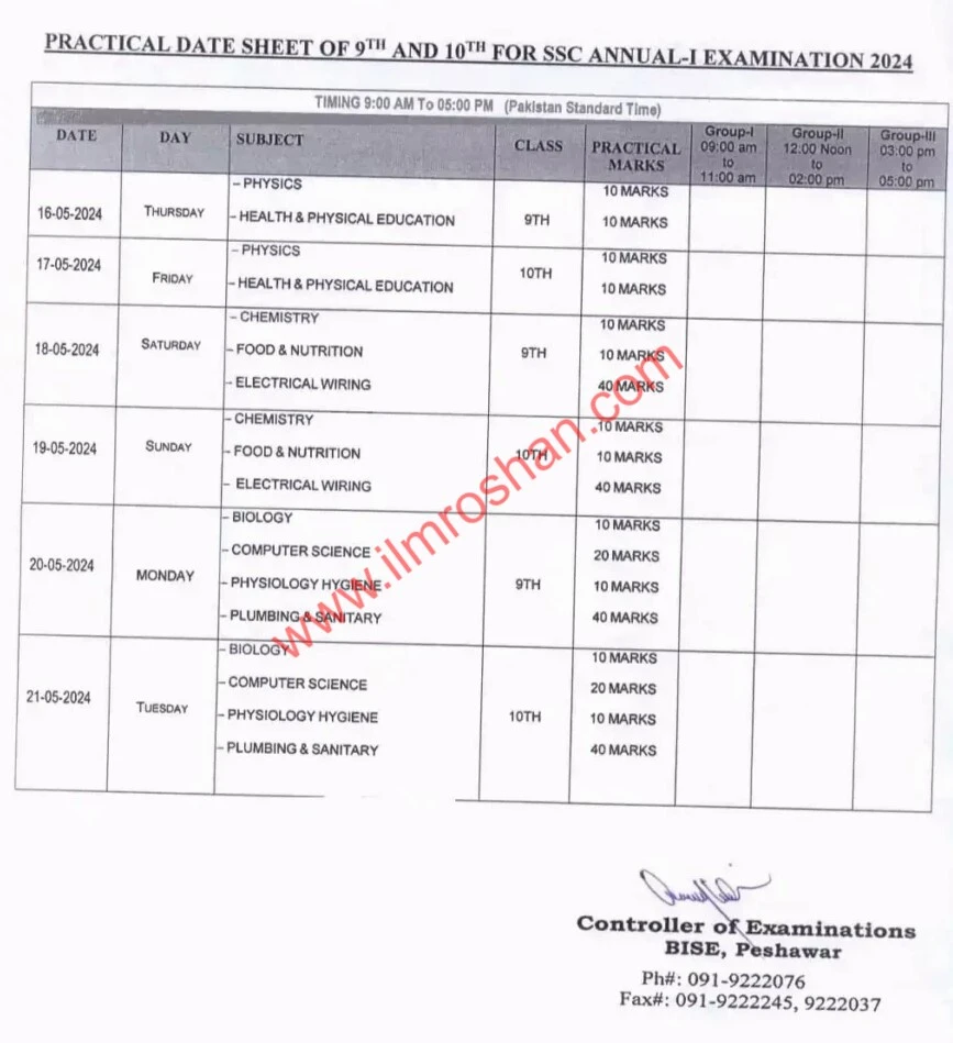 10th Class Date Sheet 2024 Announced All KPK Boards