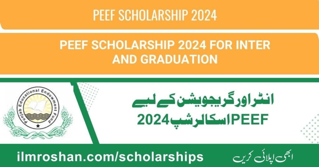 Latest PEEF Scholarship 2024 For Inter and Graduate Students