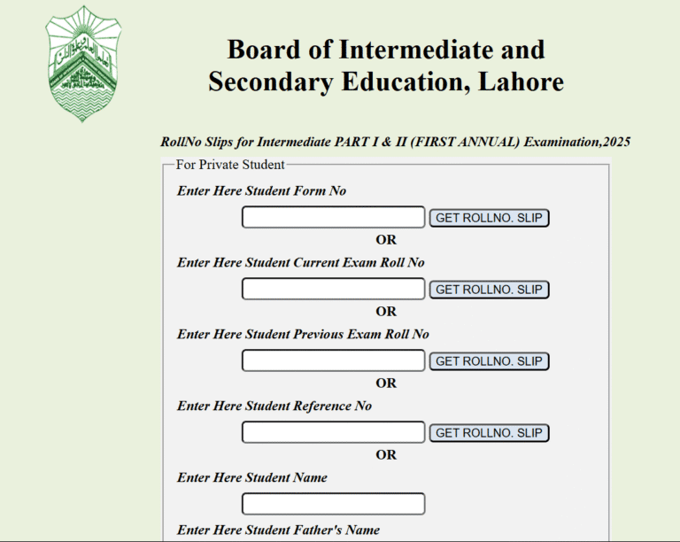 12th Class Roll Number Slip 2025 - Download for All Punjab Boards
